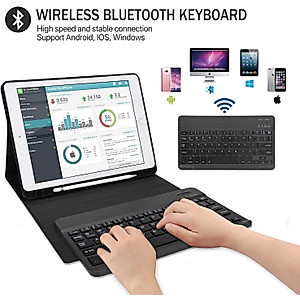 KVAGO iPad Keyboard Case 9.7 inch, Compatible with iPad 6th Generation,iPad 5th Generation, iPad Pro 9.7 inch, iPad Air 2,iPad Air, Protective Folio Cover with Wireless Bluetooth Keyboard -Black