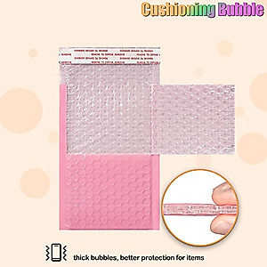 4 x 8 Inch Bubble Mailers 60 Pack, Self-Seal Poly Padded Envelope, Waterproof Shipping Bags for Small Business, Light Pink