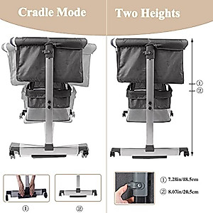 Kaptin Baby Bassinet Bedside Crib, Bedside Sleeper for Baby, Heigt Adjustable Crib with Wheels, Easy Folding Portable Baby Cradle with Large Storage Basket, for Infant/Baby/New Born (Grey)