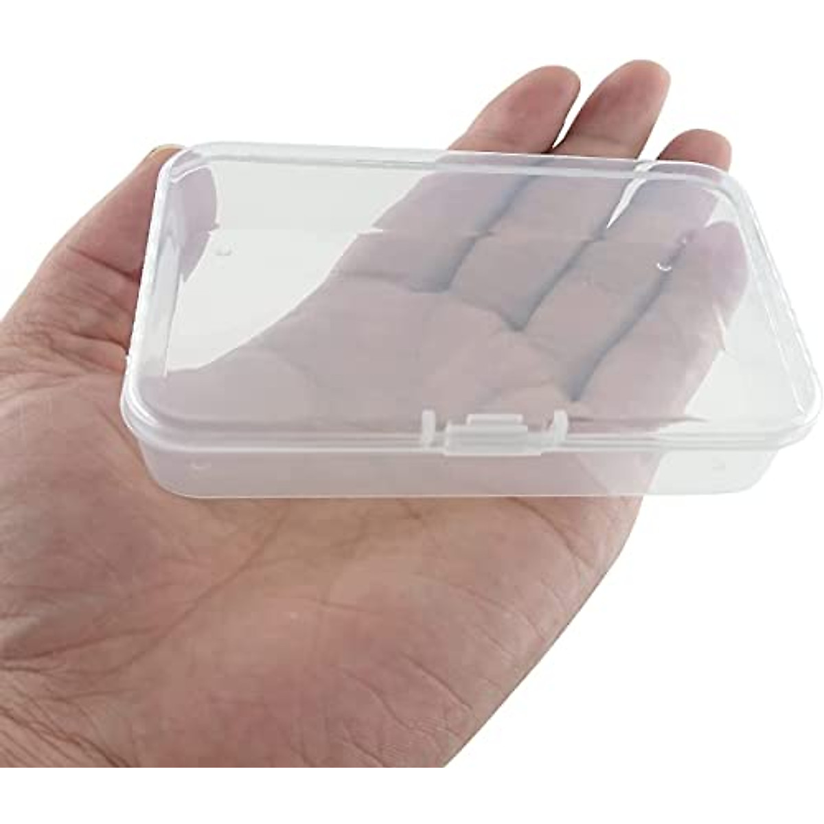 MFDSJ 6 Pcs Mini Plastic Storage Containers Box with Lid, 4.5x3.4 Inches Clear Rectangle Box for Collecting Small Items, Beads, Game Pieces, Business Cards, Crafts Accessories