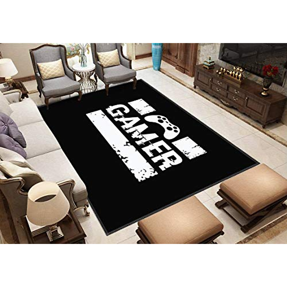 Gamer Video Game Player Gaming Area Rugs Non-Slip Floor Mat Doormats Home Runner Rug Carpet for Bedroom Indoor Outdoor Kids Play Mat Nursery Throw Rugs Yoga Mat