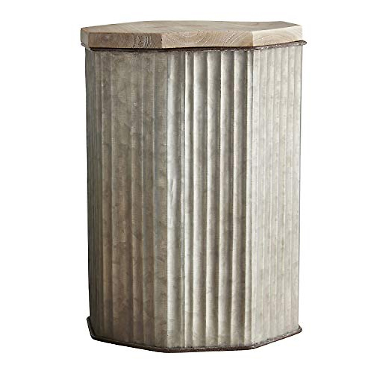 47th & Main Corrugated Rustic Metal Canister with Lid, Large, Galvanized