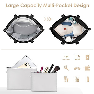 ETRONIK Laptop Tote Bag for Women, Tote Bag for Women with Laptop Compartment, Large Tote Bag Purse with Storage Bag, The Tote Bag Shoulder Bag for Work Gym Overnights Weekend Trips, Black