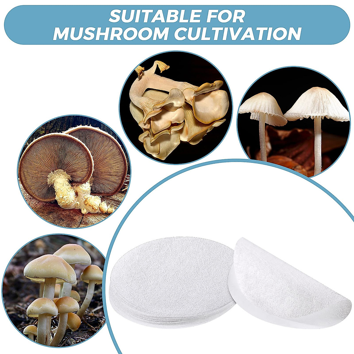 Zonon Synthetic Filter Paper Stickers 90 mm Filter Disc Wide Mouth Filter Paper Stickers for Buchner Funnel, Mushroom Cultivation, High Temperature and High Pressure Resistance