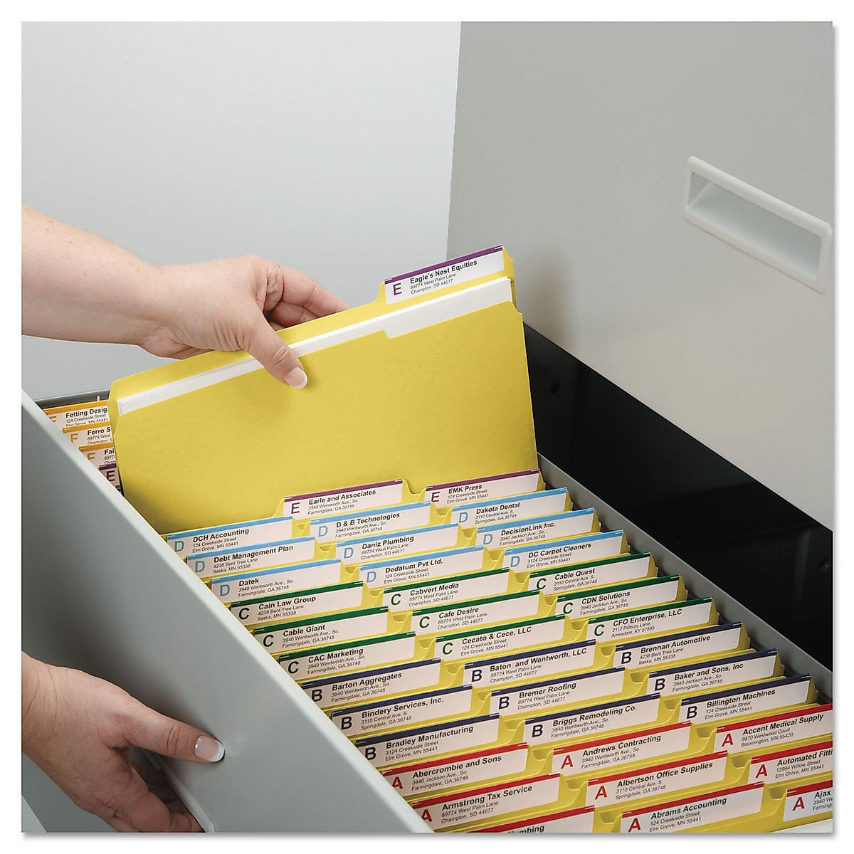 Smead 12943 File Folders 1/3 Cut Top Tab Letter Yellow 100/Box