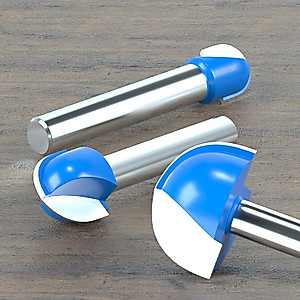 Helovmine 1/4 Inch Shank Round Nose Cove Core Box Router Bit Set Solid Carbide Double Flute Round Nose Router Bit 1/4" 5/16" 3/8" 1/2" 5/8" 3/4" 7/8" 1" Cutting Diameter Woodworking CNC Tools