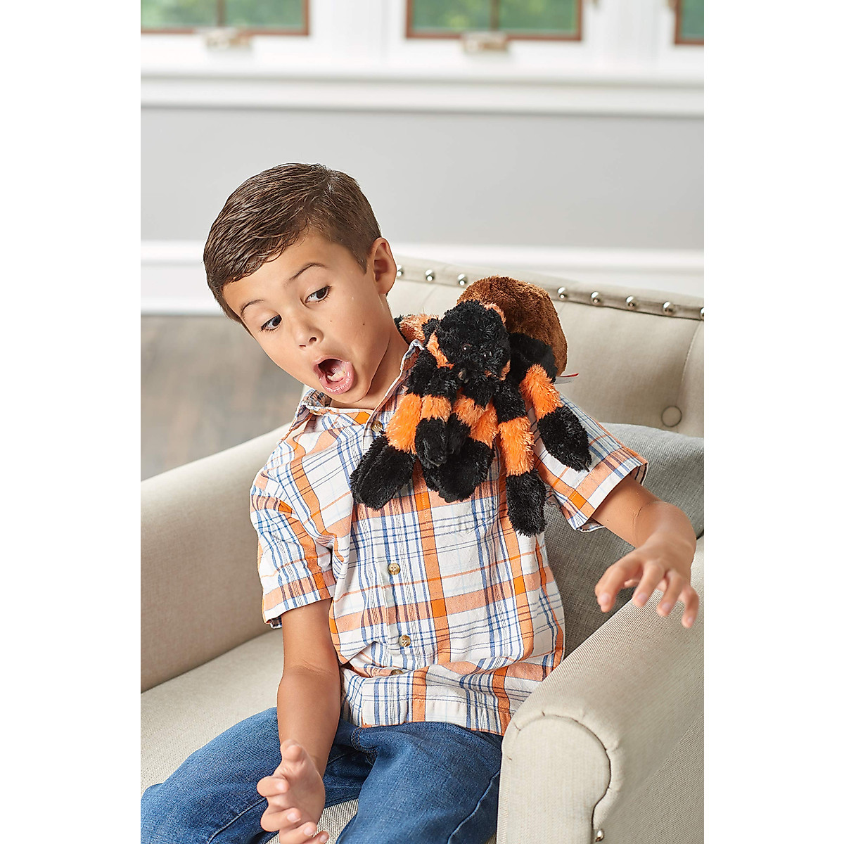 Wild Republic Tarantula Plush, Stuffed Animal, Plush Toy, Gifts for Kids, Cuddlekins 12 Inches, Black, Orange, Brown