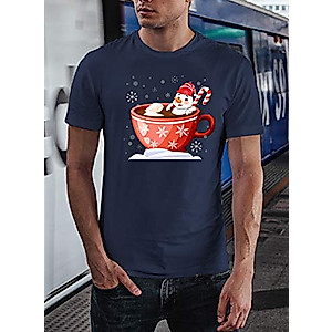 Merry Christmas Snowman in Hot Cocoa Chocolate Drinking Family Pajamas for Men Women Gift Unisex T-Shirt (Navy - 2XL)