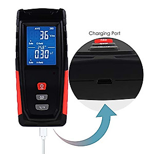 Digital EMF Tester Electric and Magnetic Field Radiation Detector Temperature Measure with Color-Screen Display and Rechargeable Battery Handheld Tool