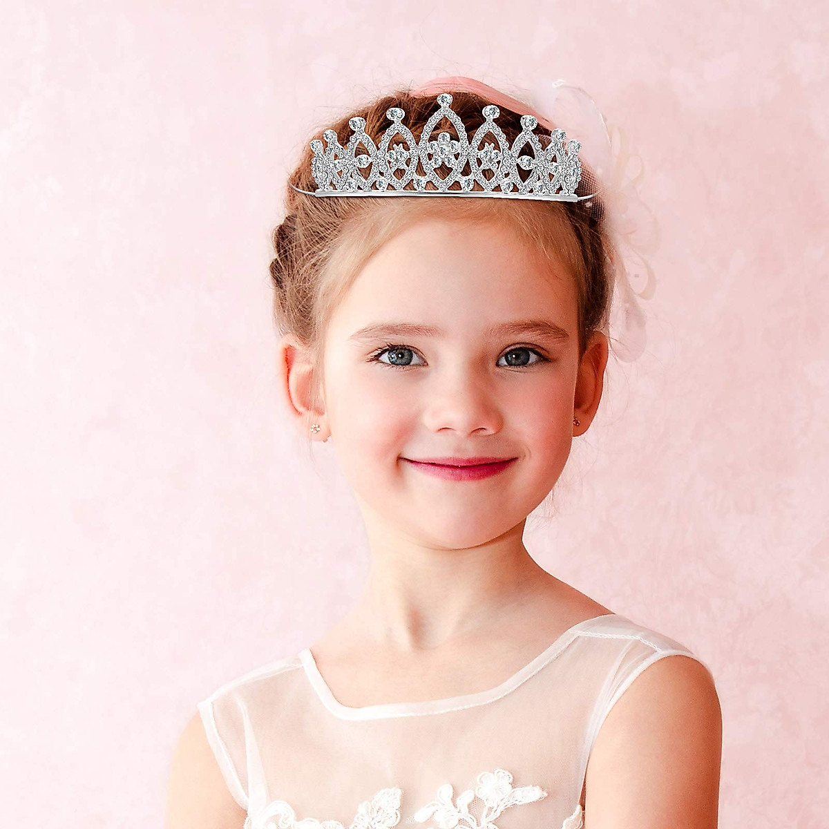 Hicarer 6 Pieces Girls Crystal Tiara Heart Rhinestone Tiara Crown Princess Crystal Headband for Wedding Prom Birthday Party (Delicate Style)