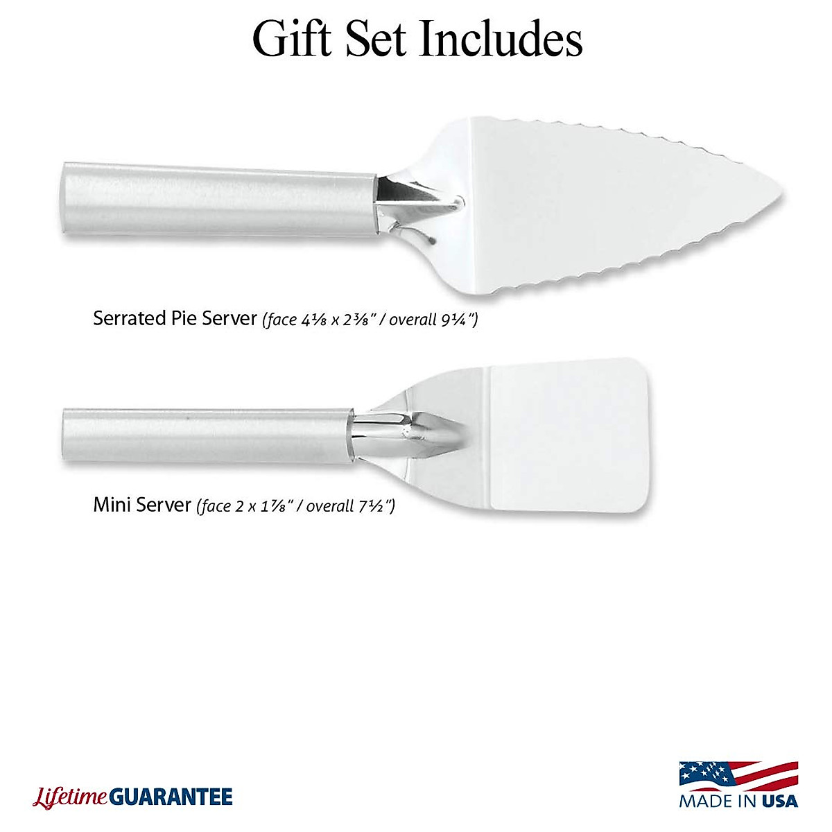 Rada Cutlery Serving Utensil Gift 2 Piece Stainless Steel Set With Aluminum Made in the USA, Silver Handle