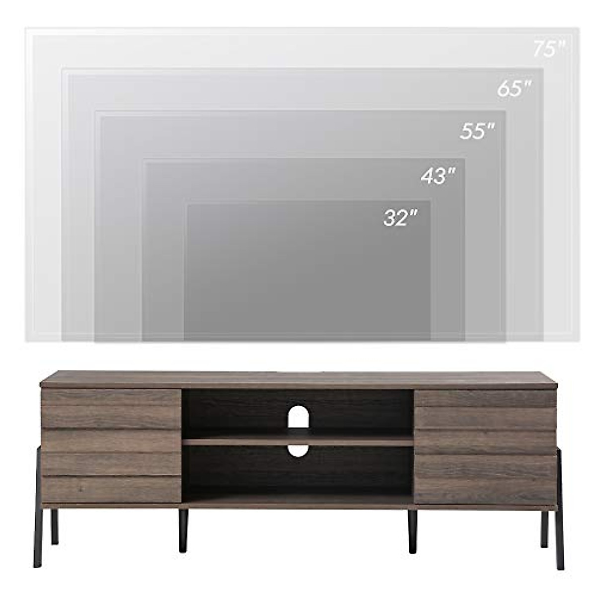 WAMPAT Mid Century Modern TV Stand for 65 Inch TV, Wood TV Console Table with Storage Cabinet, Entertainment Center for Living Room, 60 Inch, Espresso