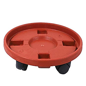 Happyyami Round Serving Tray Resin Tray Plant Caddy with Wheels Plastic Heavy Duty Plant Caddy Metal Tray Round Flower Pot Mover for Home Office Garden Dark Red 6X29CM Metal Serving Tray Resin Tray