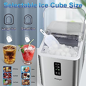 Countertop Ice Maker Machine, 26.5 lbs in 24Hrs, Electric ice Maker and Compact ice Machine with Ice Scoop and Basket, 2 Sizes of Bullet Ice for Home/Kitchen/Office