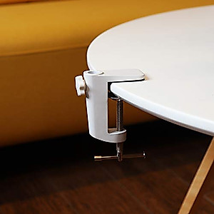 RTNLIT Universal C Shape Table Mounting Clamp for Microphone Suspension Boom Scissor Arm Stand Holder with Adjustable Positioning Screw, Fits up to 2.16"/5.5cm Desktop Thickness-White