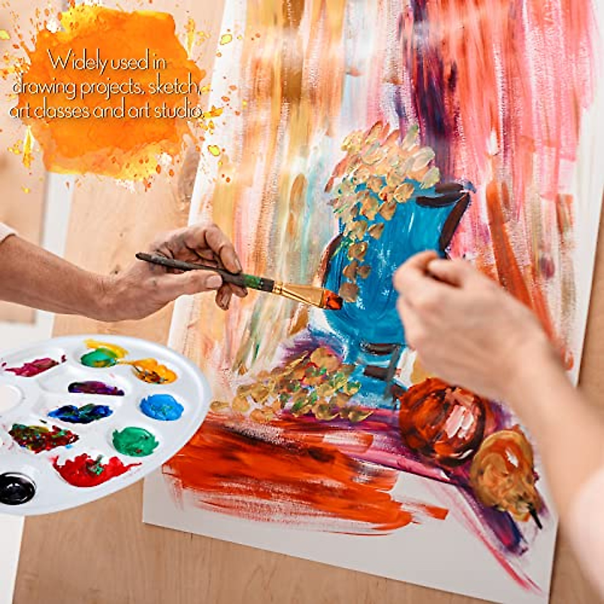 Oval Paint Tray Palettes, FANDAMEI Plastic Paint Tray Palette, Paint Palettes Paint Pallets with Thumb Hole for Adults & Kids, for Painting or DIY Craft Class, White, 2 PCS