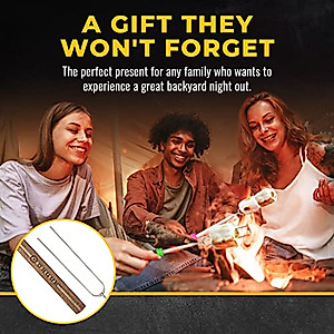 CORQUE Marshmallow Roasting Sticks, Smores Sticks, Extendable, Camping Skewer for Fire Pit, Wooden Handle, 32inch Metal for BBQ Hotdog, Cooking, Campfires, Bonfires, Set of 5