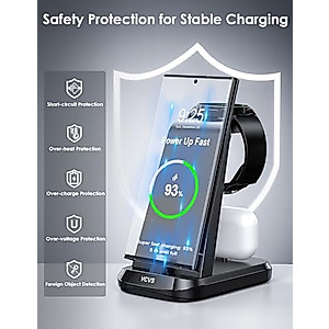 VCVS 36W USB C Super Fast Charging Station for Samsung Phones Watches Earbuds, 3 in 1 Wireless Charger for Samsung Galaxy Watch 6/5/4/3, Galaxy S24/S23/S22/21/20,Note20/10,Z Fold/Flip 5/4,USB-C Buds