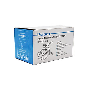 Psipro Mini Airbrush Kit Black Dual-Action Air Brush Gravity Feed Airbrush for Makeup Art Craft Nails Cake Decorating Modeling Tool with Airbrush Cleaning Set