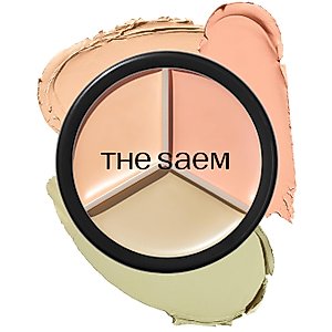 THE SAEM Cover Perfection Triple Pot Concealer 03 Correct Up Beige - for Fair to Light Skin Tone - 3 Color Full Coverage Concealer - Covers Blemishes Spots, Dark Circles, Redness Skin
