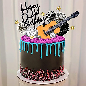 15 PCS Guitar Cake Toppers Disco Ball Cake Toppers Music Theme Birthday Cake Toppers Guitar Model Cake Decorations For Musician Birthday Party Rock Theme Party Guitar Theme party Supplies