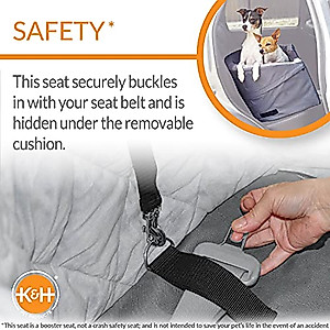 K&H Pet Product Bucket Booster Dog Car Seat with Dog Seat Belt for Car, Washable Small Dog Car Seat, Sturdy Dog Booster Seats for Small Dogs, Medium Dogs, 2 Safety Leashes, Small Gray/Gray