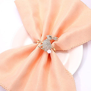 8PCS Easter Napkin Rings, Rhinestone Easter Bunny Napkin Holder Rings for Table Decor Cute Rabbit Carrot Napkin Ring for Spring Party Banquet (8PCS Rhinestone Rabbit)