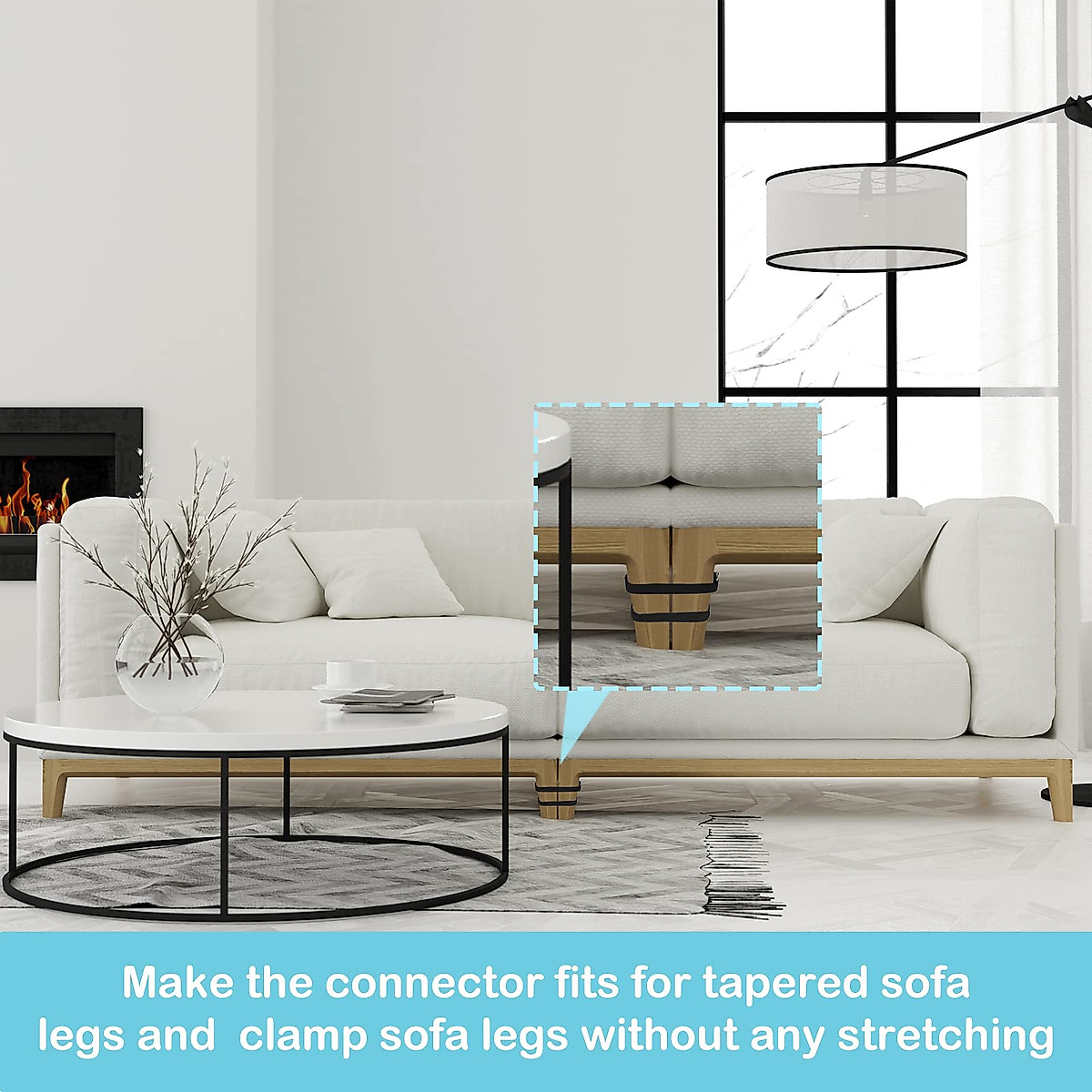 16 Pieces Rubber Couch Sectional Connectors Non Slip Sectional Sofa Locks with Hook and Loop Cinch Clips Innovative Double Couch Furniture Clips Joint Snap Locks for Sliding Sofa