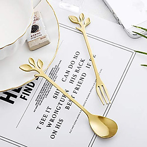 Gold Plated Stainless Steel Mini Coffee Espresso Spoon, Tableware Flatware Dessert Teaspoons Small Soup Spoons Set of 8, 4.9 inch Specialty Demitasse Stirring Spoons (Gold spoons)