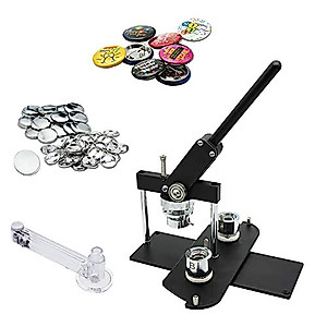 ChiButtons Button Maker Kit 25mm (1") Badge Press Machine-B400 + 25mm Round Die Moulds + 500 Set Button Components + Adjustable Circle Cutter (Black-New)