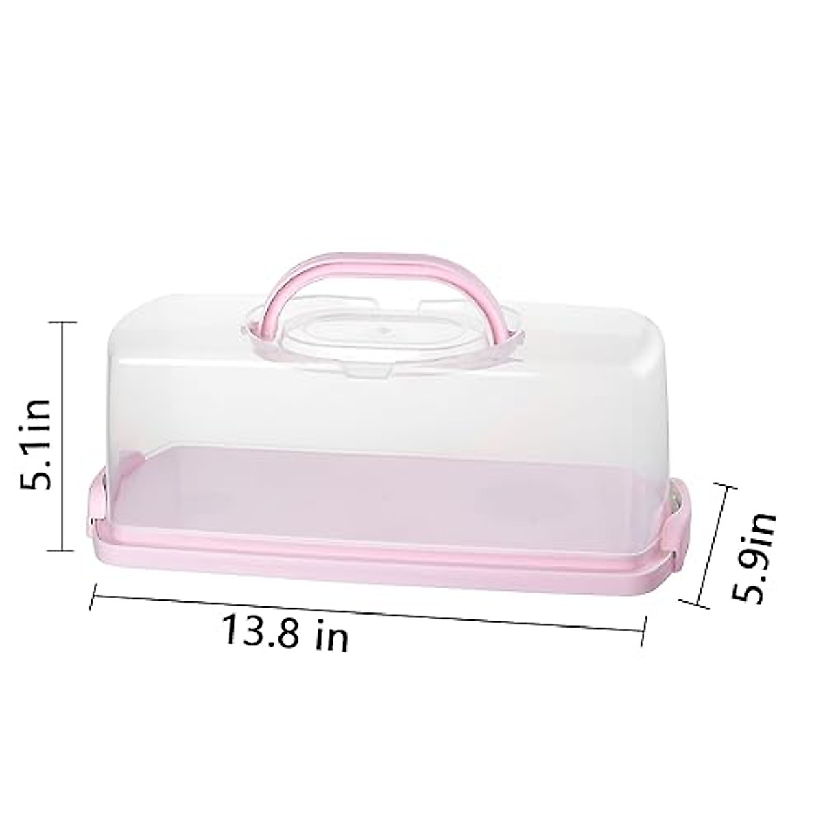 Oidium Cake Carrier with Lid and Handle,Rectangular Bread Storage with 2 Handles,Bread Container Size 13.8x5.9x5 In, BPA-Free，cake container for Transport Toast, Bread, Cake (Pink)