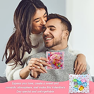 400 Pcs Valentine Cookie Bags Self Adhesive Clear Cellophane Bags Goody Bags Treat Bags Candy Favor Bags Resealable Heart Bags for Valentines Day Party Favors, 4 x 4 Inch