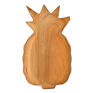 AeraVida Adorable Tropical Fruit Pineapple Carved Teak Wood Snack Plate | Versatile Wood Fruit Plate | Teak Tree Wood Kitchen Decor| Handmade Home Serving Platter for Dish| Kitchen Decorative Food