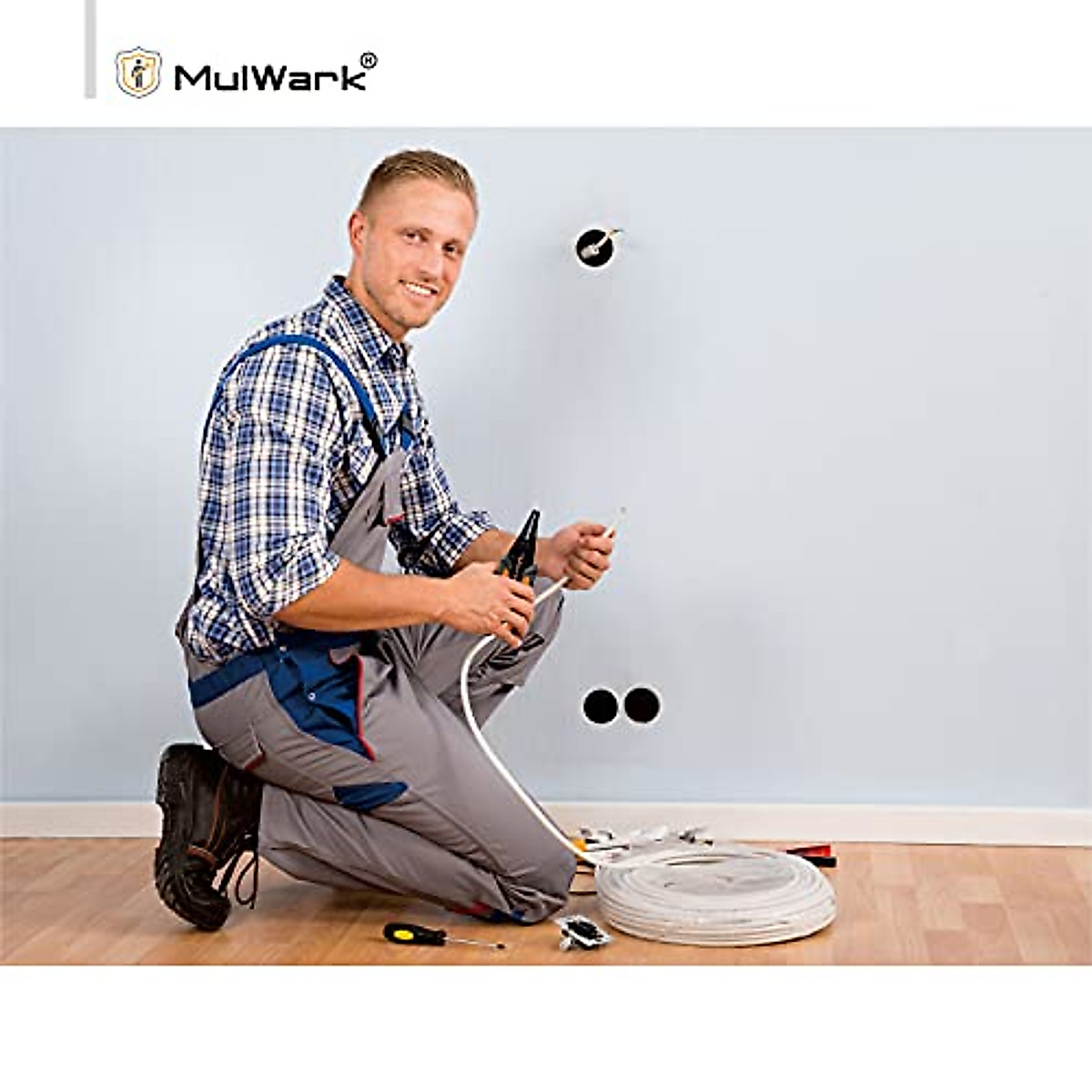 MulWark 8" Heavy Duty Multi-Purpose Electrical Wire Stripping Tool (22 AWG - 8 AWG) Strippers, Snips, Crimpers & Pliers Insulated with Cutter, Best Tool For Professional Electrician - Upgraded