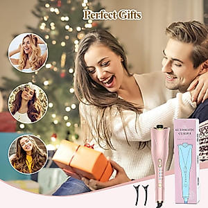 Auto Hair Curler, Automatic Curling Iron Wand with 4 Temperatures & 3 Timers & LCD Display, Curling Iron with 1" Large Rotating Barrel, Dual Voltage Auto Shut-Off Spin Iron for Hair Styling