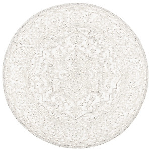 SAFAVIEH Trace Collection 6' Round Ivory / Natural TRC302A Handmade Premium Wool Area Rug