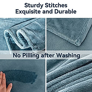 Flannel Fleece Blanket Lightweight Throw Blankets for Couch, Bed, Sofa, Super Soft Cozy Microfiber Blanket 310GSM Luxury Blanket(Blue, 90"x108")