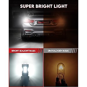 Torchbeam 7440 7443 LED Bulb Xenon White 6000k T20 Wedge 7441 7444 992 Backup Reverse Light LED Bulbs with Projector（Pack of 2）