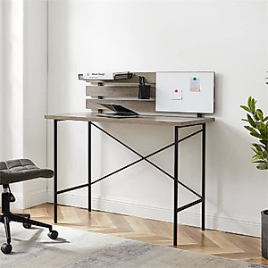 Walker Edison Small Slatted Wood Laptop Computer Writing Desk Home Office Workstation, 42 Inch, Grey Wash