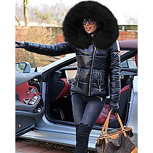 tiptupu Women's Hooded Warm Winter Down Coats Quilted Thicken Puffer Jackets with Zipper (as1, alpha, s, regular, regular, Black Black)