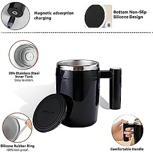 Self Stirring Coffee Mug,KittBaby Rechargeable Stainless Steel Automatic Magnetic mixing cup for Coffee Tea Milk Cocoa,13oz black Electric mixer Mug Best Gift