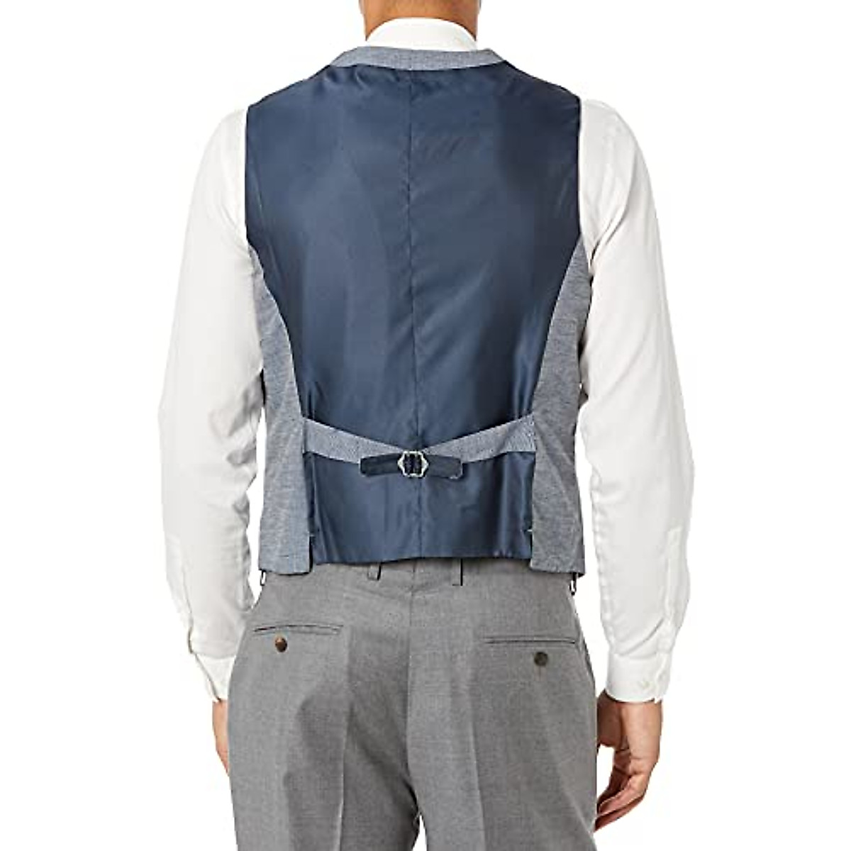 Perry Ellis mens Slim Fit End on End Linen Business Suit Vest, Bijou Blue-4esv4418, Large US