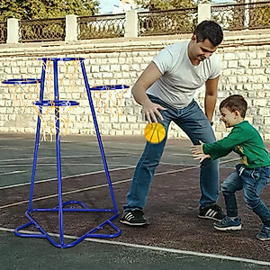 Desllrainy Kids Basketball Hoop Portable Basketball Stand with 4 Hoops at Varying Heights and 3 Balls Toy Set for Age 3 Years and Up for Toddlers Indoor and Outdoor Sport Games