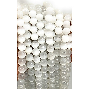 Beadalgo - AAA Quality Natural Moroccan Selenite Round Beads for Healing and Metaphysical Therapy. (8 MM)