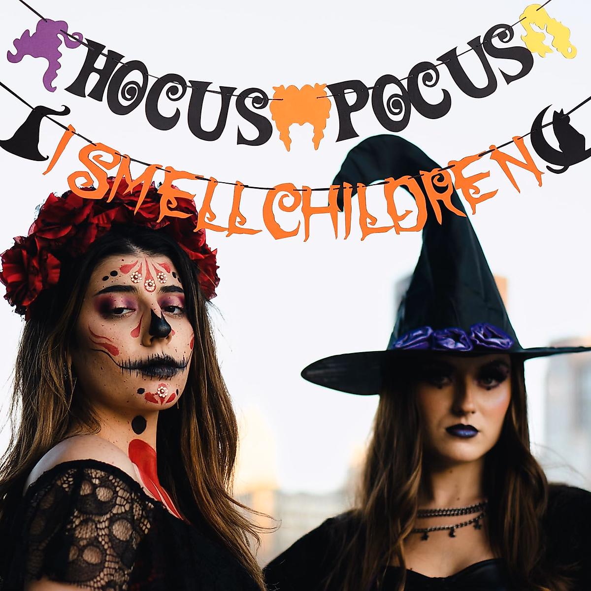 Halloween Hocus Pocus Decor Banner, Felt I Smell Children Banner Sanderson Sisters Sign for Hocus Pocus Halloween I Smell Children Decorations