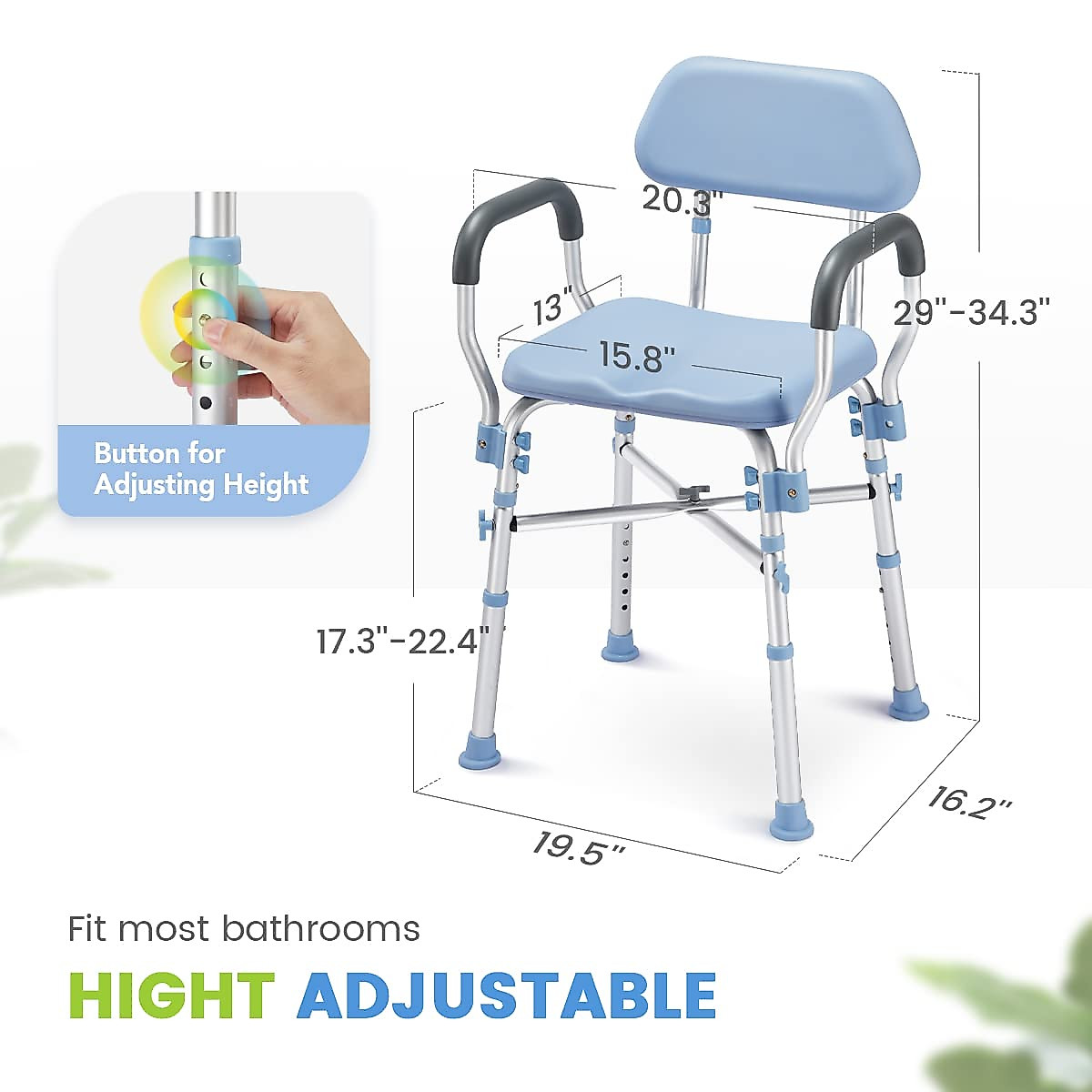 OasisSpace Heavy Duty Shower Chair with Back, 500lbs Padded Shower Chair for Inside Shower - Tool-Free Anti Slip Bathroom Seat for Elderly, Senior, Handicap & Disabled