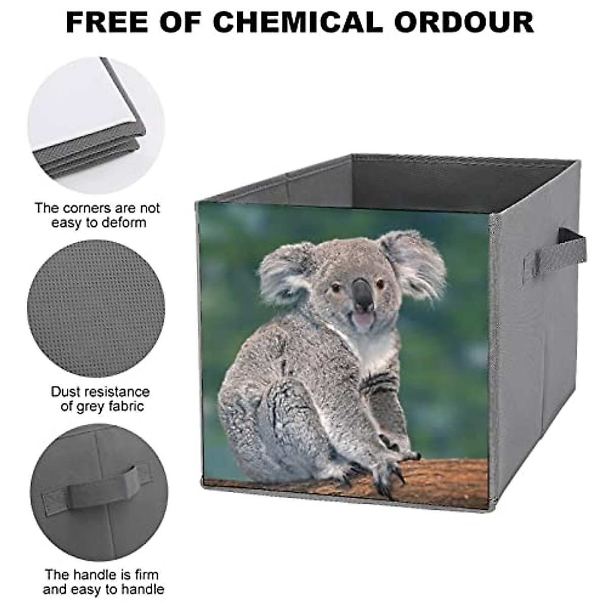 Cute Koala Bear Collapsible Storage Bins Basics Folding Fabric Storage Cubes Organizer Boxes with Handles