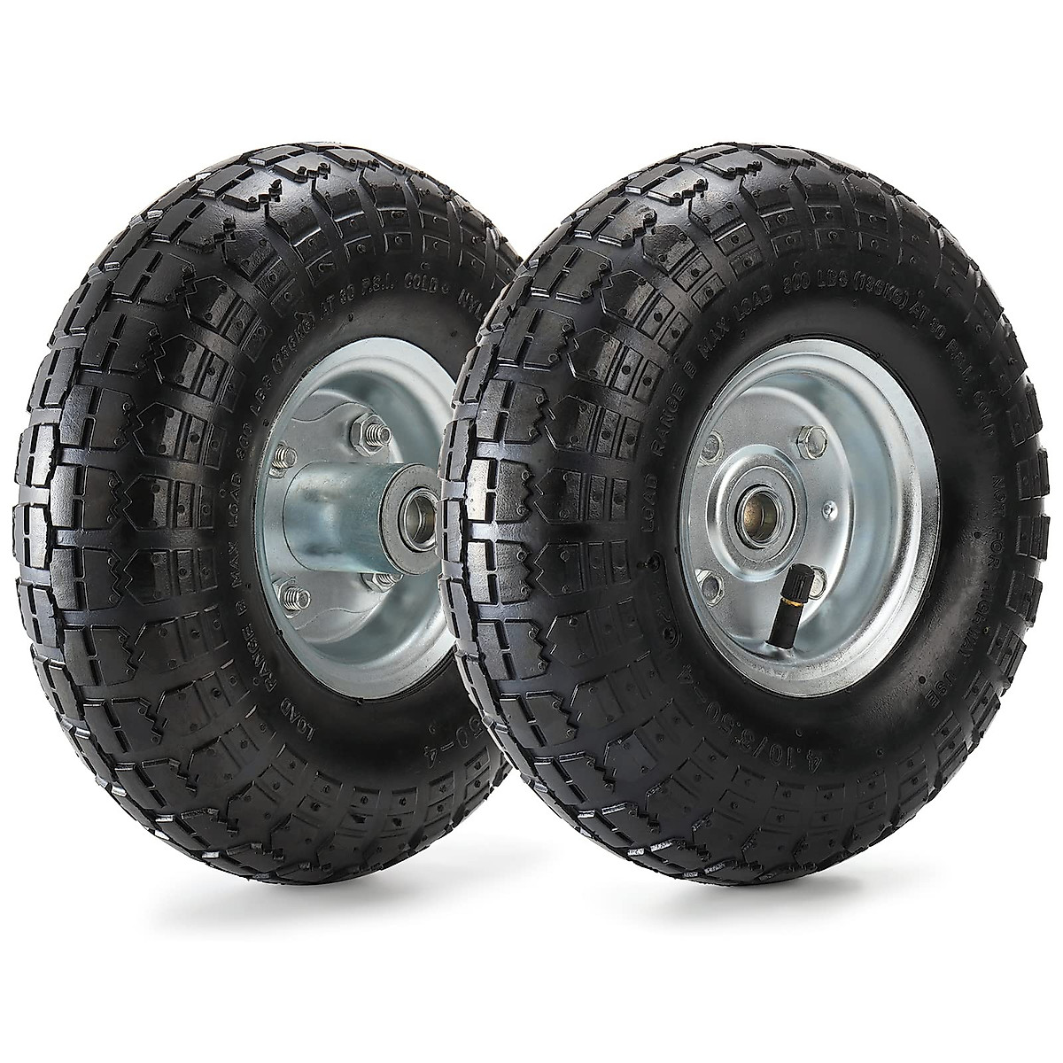 Yarlung 2 Pack 10 Inch Pneumatic Air Filled Tires on Wheels for Hand Truck, 4.10/3.50-4" Heavy-Duty Replacement Wheels Tires for All Purpose Utility Cart, Garden Cart, 2.25"Offset Hub, 5/8"Bearings