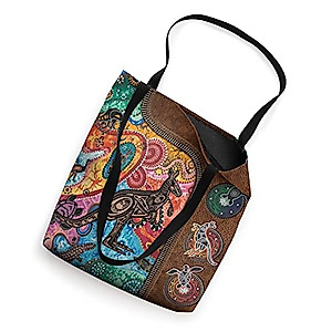 Kangaroo Aboriginal Australian-Leather-Zipper Art Tote Bag
