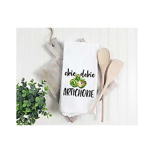 Okie dokie ARTICHOKIE - Dish Towel Kitchen Tea Towel Funny Saying Humorous Flour Sack Towels Great Housewarming Gift 28 inch by 28 inch, 100% Cotton, Multi-Purpose Towel